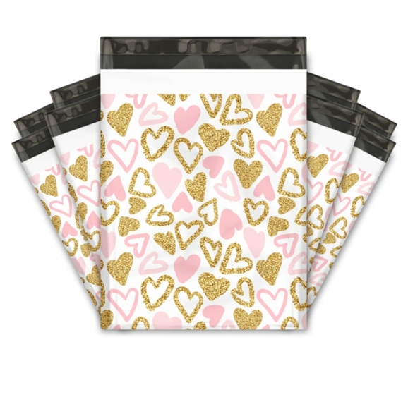 Arata's Boutique | Office | 19x24 Gold And Pink Heart Poly Mailers ...
